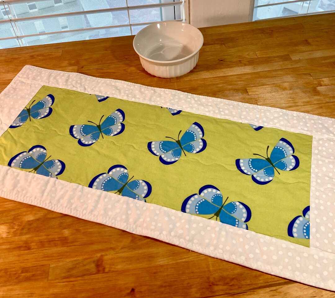 Reversible Quilted Table Runner, Modern Runner, Butterfly Table Runner ...