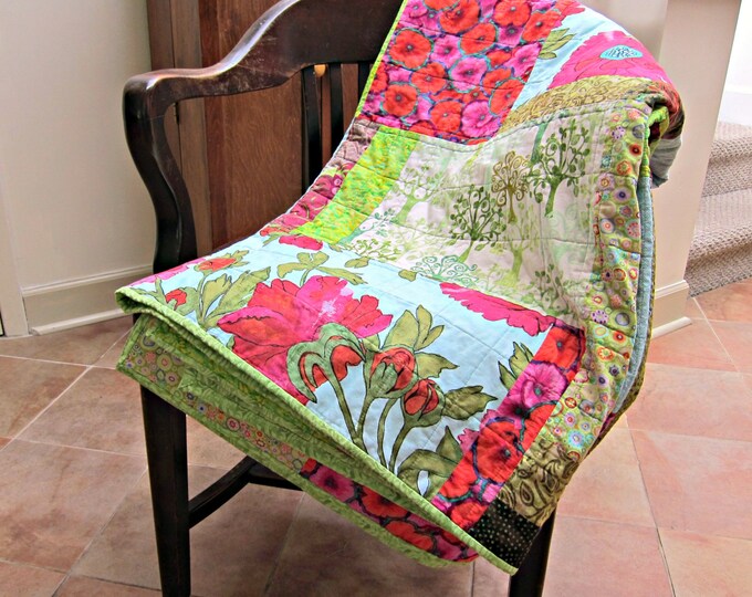 Modern Quilt Poppy Quilt Poppy Decor Throw Quilt Patchwork - Etsy