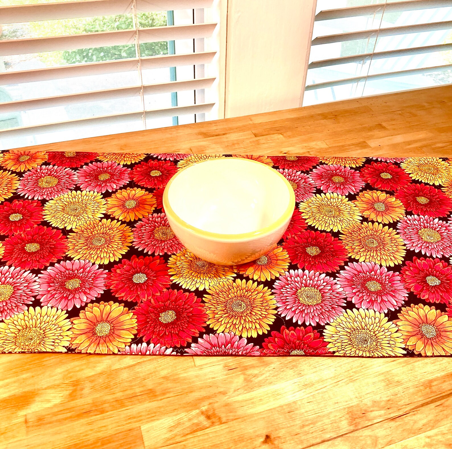 Quilted Table Runner, Fabric Table Runner, Floral Table Runner, Table ...