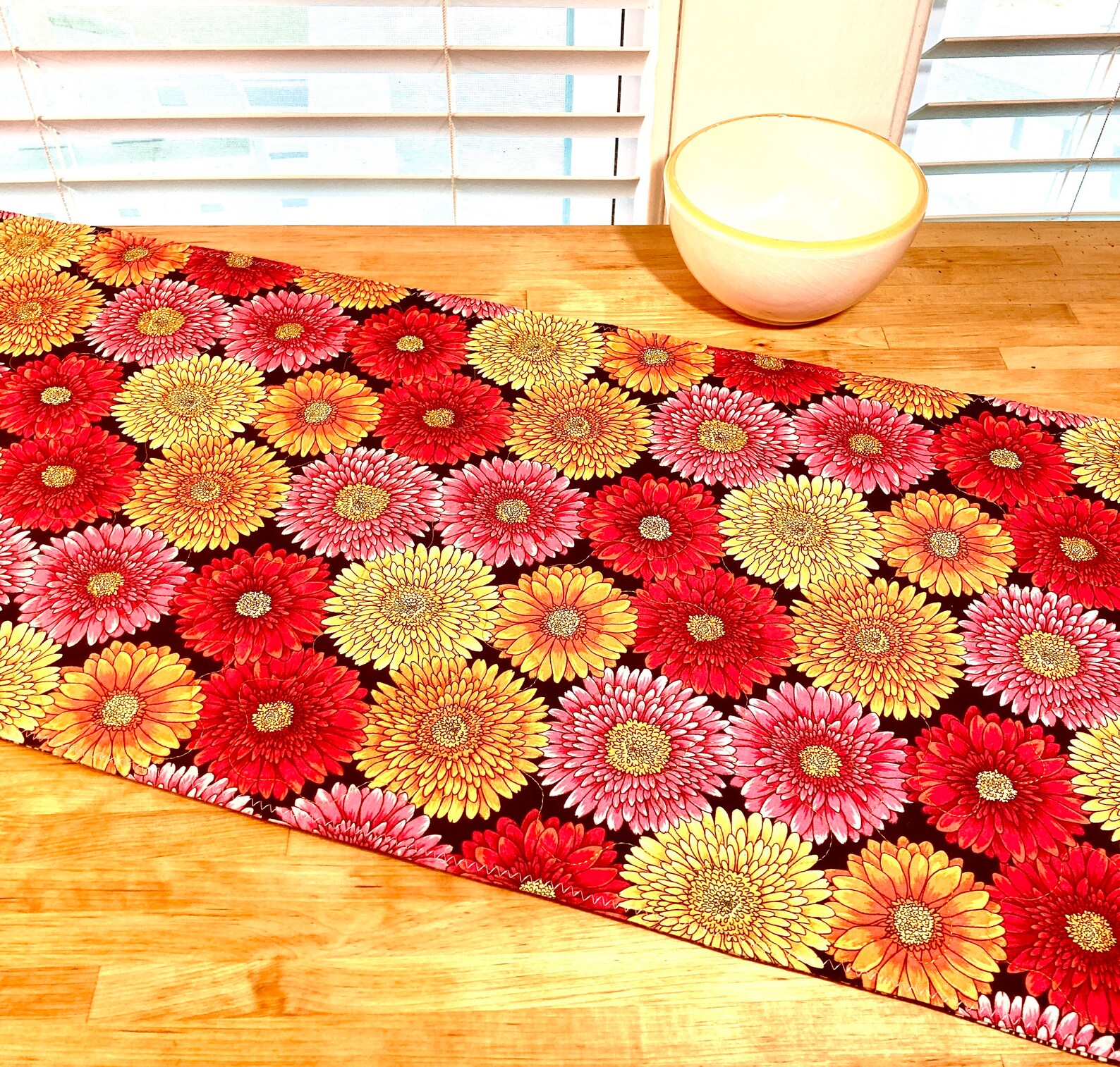 Quilted Table Runner, Fabric Table Runner, Floral Table Runner, Table ...