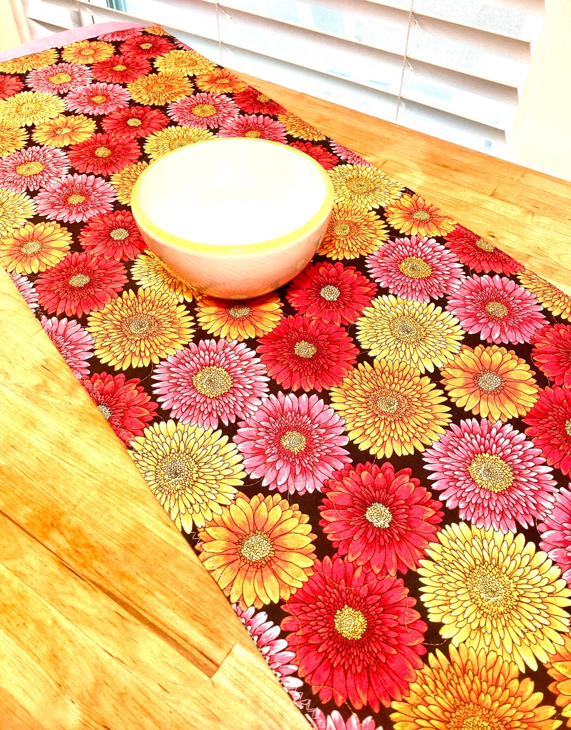 Quilted Table Runner, Fabric Table Runner, Floral Table Runner, Table ...