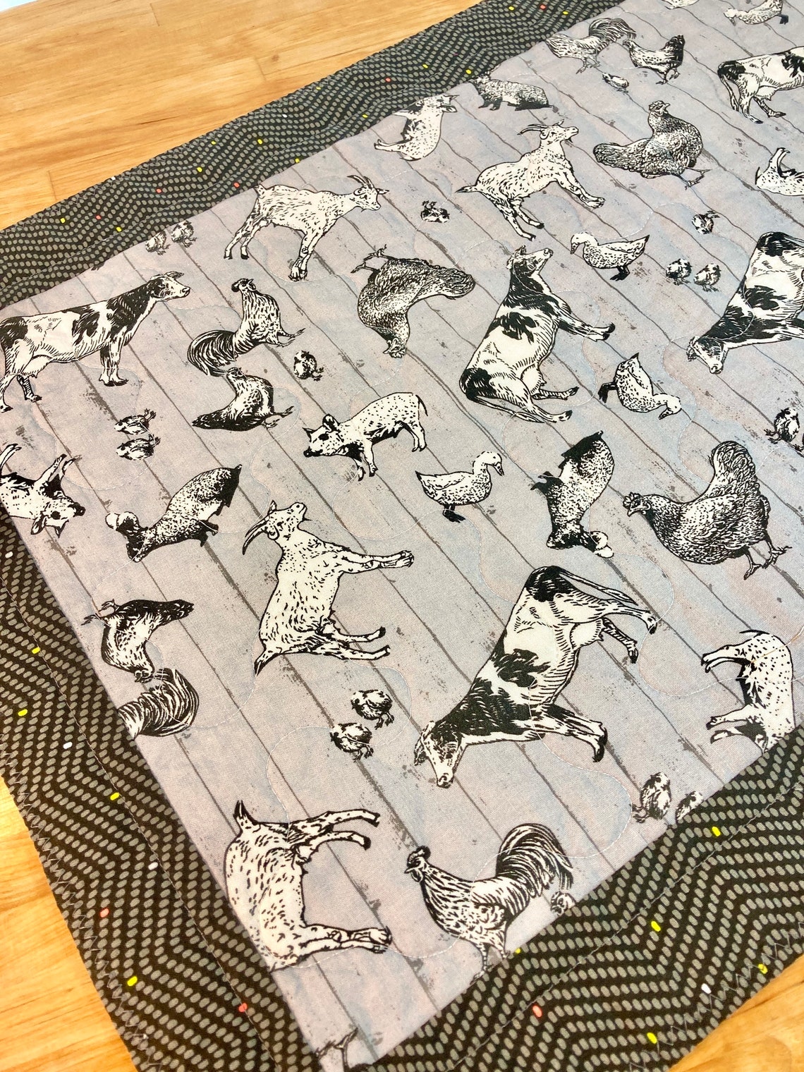 Quilted Table Runner Farmhouse Runner Table Topper Cows - Etsy