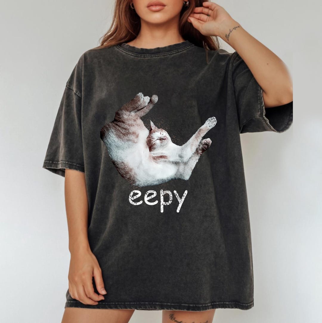 Eepy Funny Cat Meme Shirt, Silly Sleepy Cat Unhinged Sarcastic Humor ...