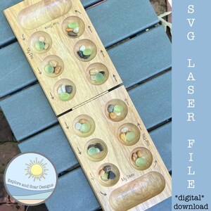 Upcycled Mancala Game Board Digital SVG Laser Files With Lables and ...