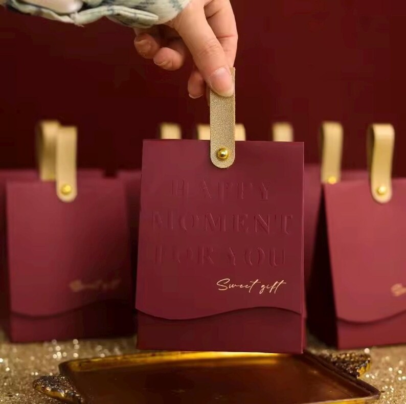 10 Pcs Luxury Small Leather Gift Box Bag – Reusable Wedding Favor Box ...