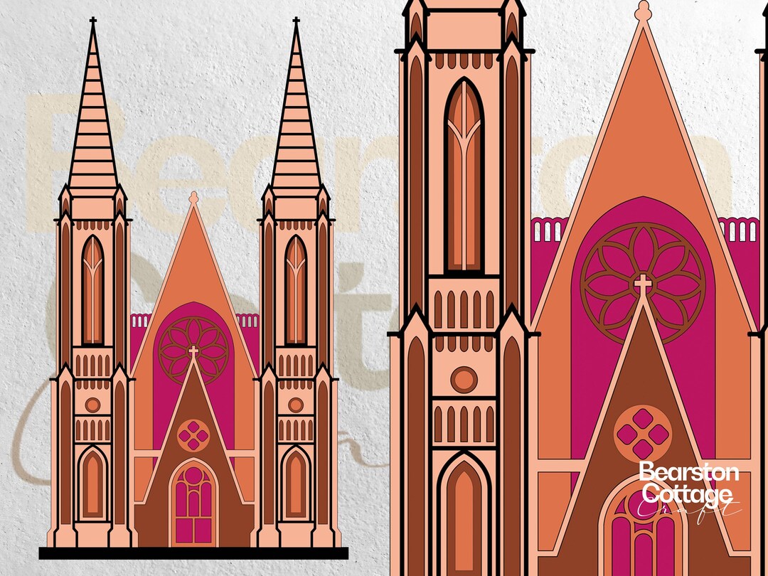 Layered Wooden Cathedral Wall Art: Digital Download for DIY Decor ...
