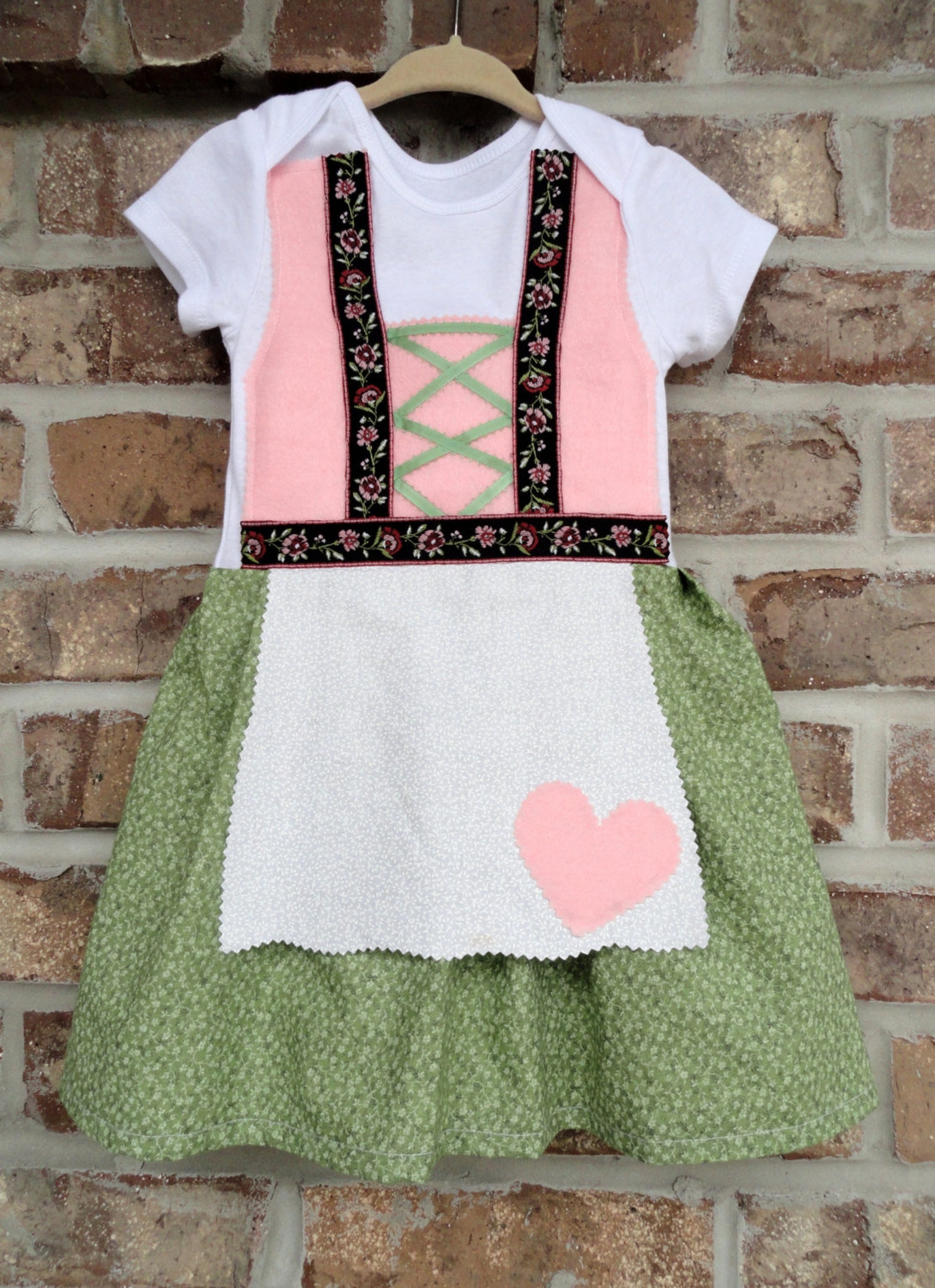 Baby Toddler Young Girl Dirndl in Pink and Green liesl - Etsy