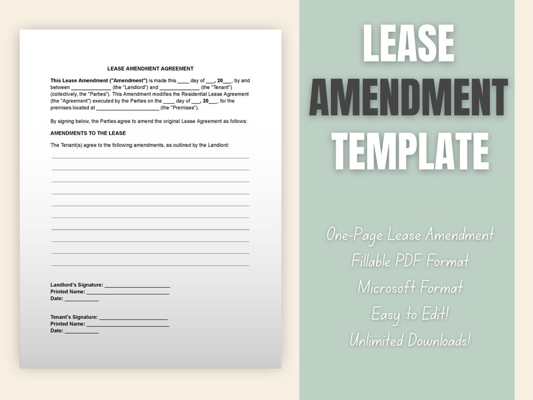 Lease Amendment Agreement | Rider, Additional Terms and Provisions ...