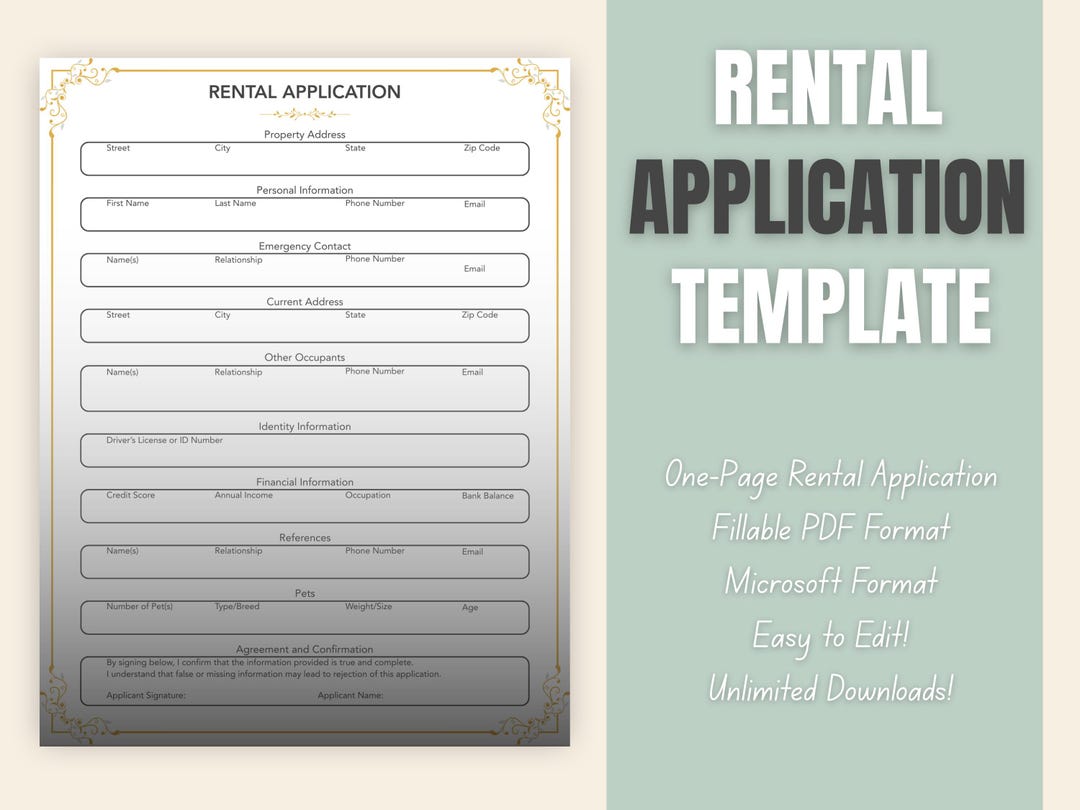 Rental Application Template | for Tenants and Applicants ...