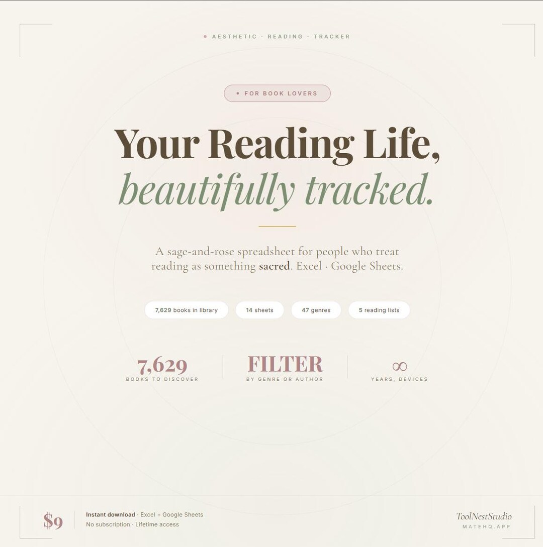 Reading Tracker Spreadsheet | 7,600 Book Library + Discover + Reading ...