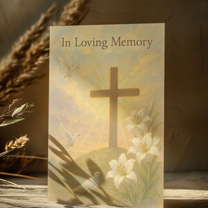 In Loving Memory Mass Card Cover: Cross, Doves & Lilies (digital ...