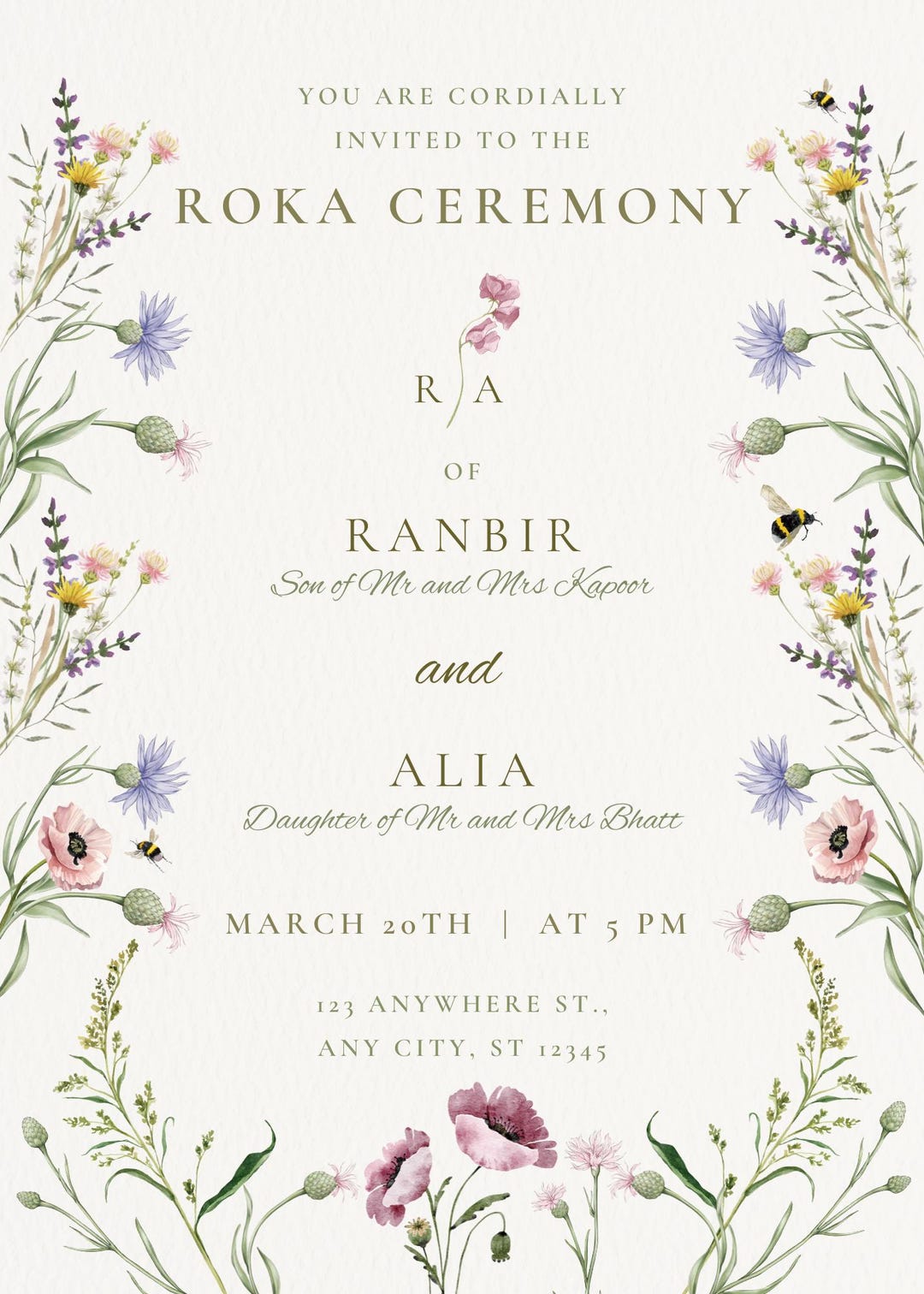 Elegant Roka Ceremony Invitation | Engagement Editable Roka Chunni ...