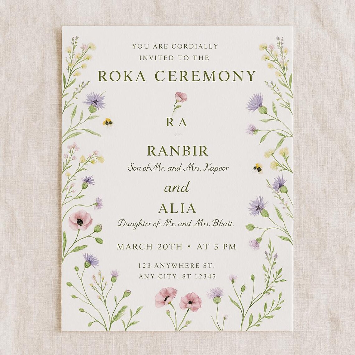 Elegant Roka Ceremony Invitation | Engagement Editable Roka Chunni ...