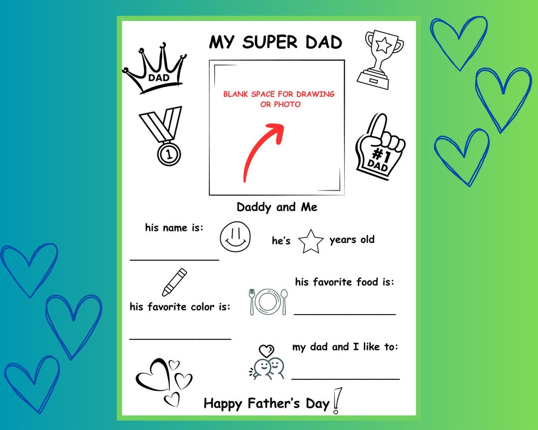 Father’s Day- Printable-my Super Dad- Father's Day Questionnaire--kids ...