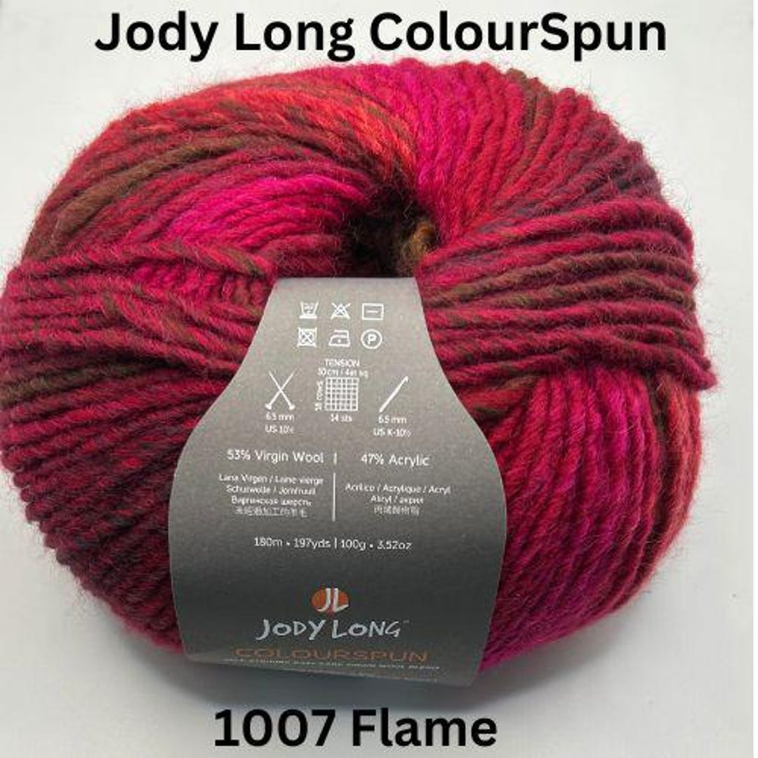 Jody Long Colourspun Knitting and Crocheting Yarn. Color #1007-flame ...