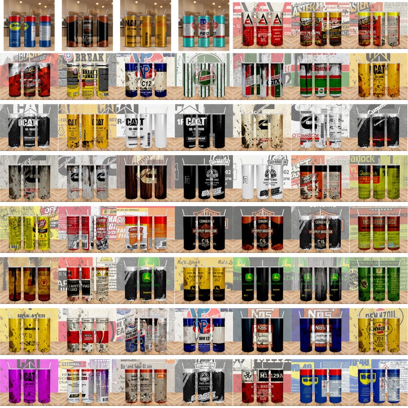 58 Vintage Garage Oil Can Designs | Industrial Retro Tumbler Wraps ...