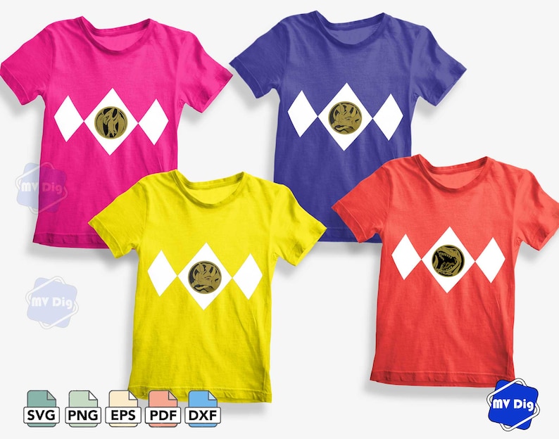 7 Power Rangers Svg T-shirt Template Super Hero Shirt Design Ranger Png ...