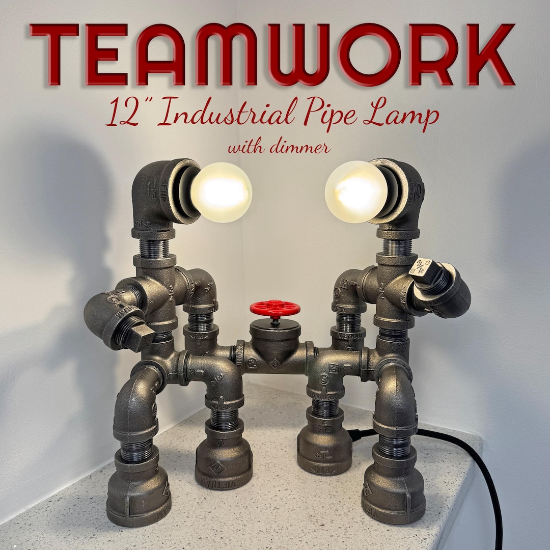 TEAMWORK 12" Industrial Pipe Lamp With Full-range Rotary Dimmer, Cloth ...
