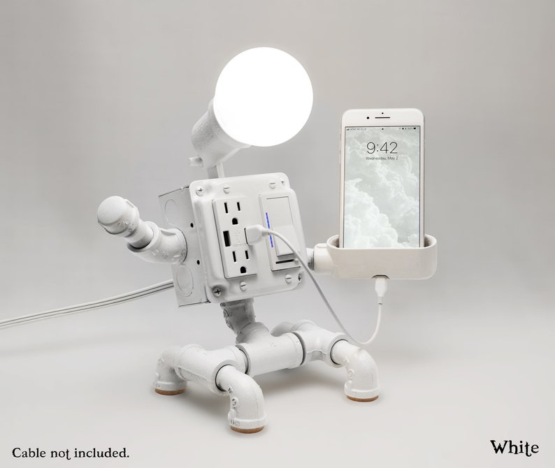 Steampunk Industrial Robot Pipe Desk Lamp With Dimmer, AC and USB ...
