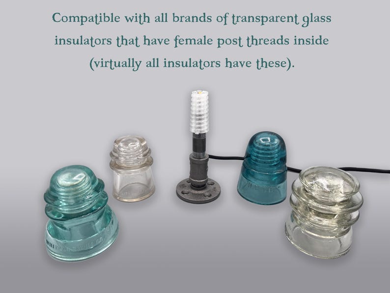 Glass Insulator Iron Pipe Lamp Base for Desk or Night Light With Cloth ...