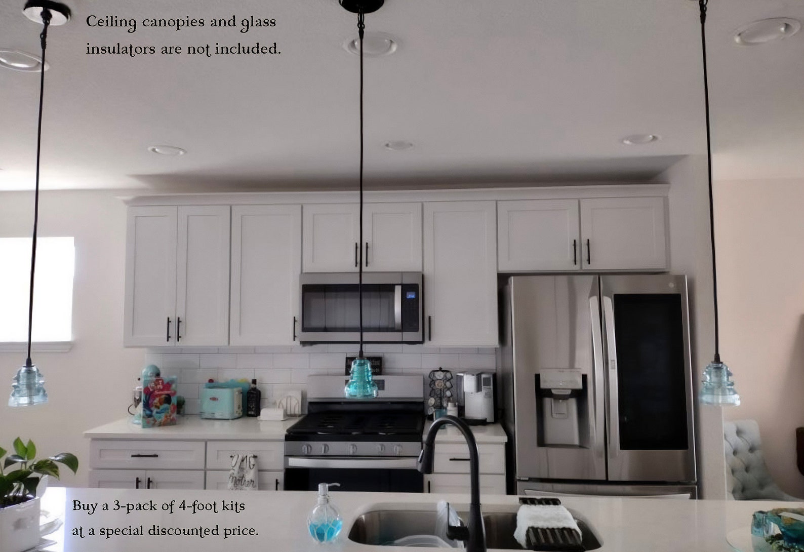Glass Insulator Hanging Pendant Light Kit Includes Porcelain Socket ...