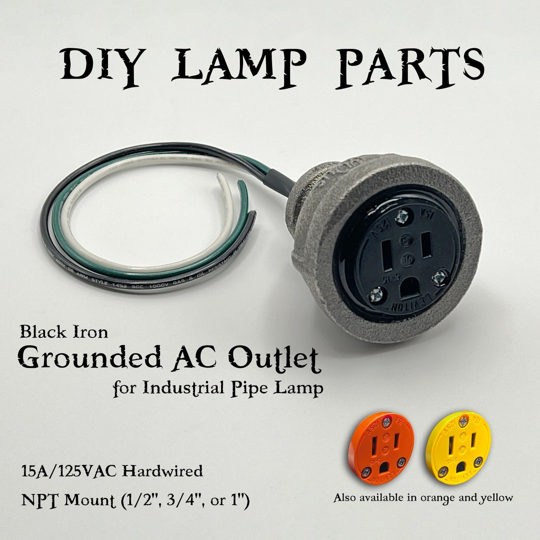 15A 125VAC Grounded Outlet Module for Steampunk Industrial Pipe Lamp 1/ ...