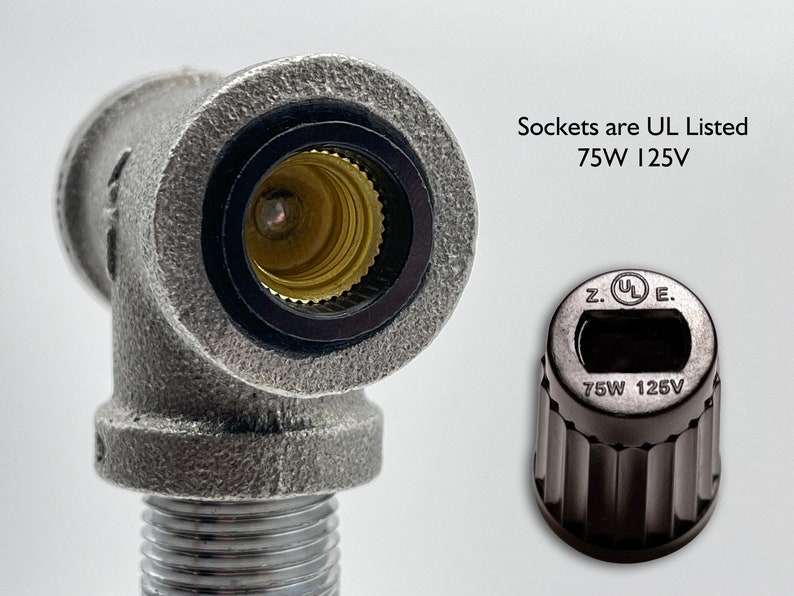 Black Malleable Iron Double Candelabra (E12) Socket 1/2" Tee Fitting ...