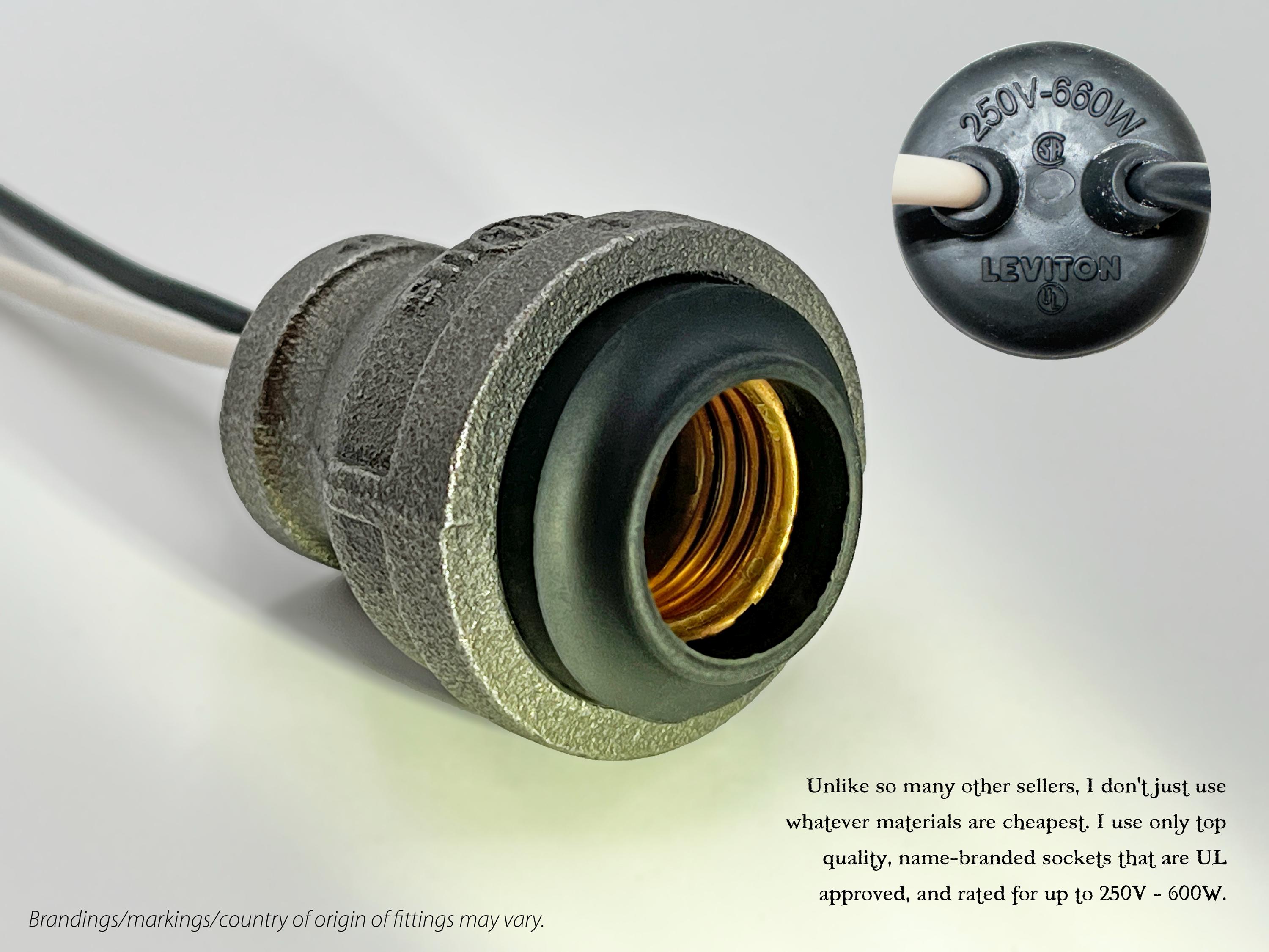 Black Iron Medium Base E26 Weatherproof Bulb Socket for Industrial Pipe ...