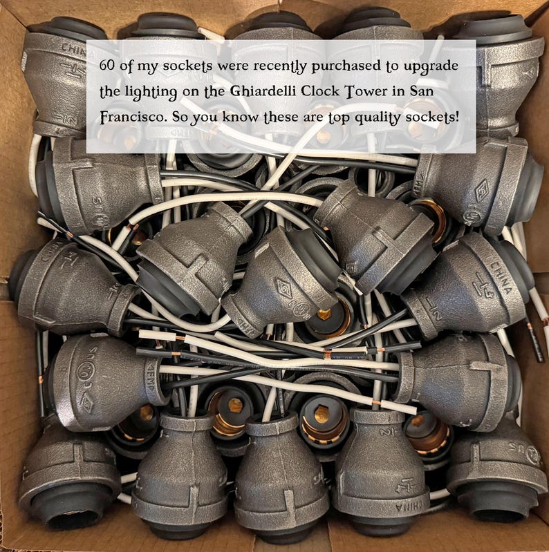 Black Iron Medium Base E26 Weatherproof Bulb Socket for Industrial Pipe ...