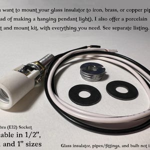 Glass Insulator Hanging Pendant Light Kit - Includes Porcelain Socket ...