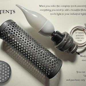 Flickering Flame LED Torch Light for Steampunk Industrial Pipe Lamp ...