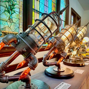 15" Rocket Ship Spaceship Steampunk Industrial Pipe Desk Lamp With 4 ...