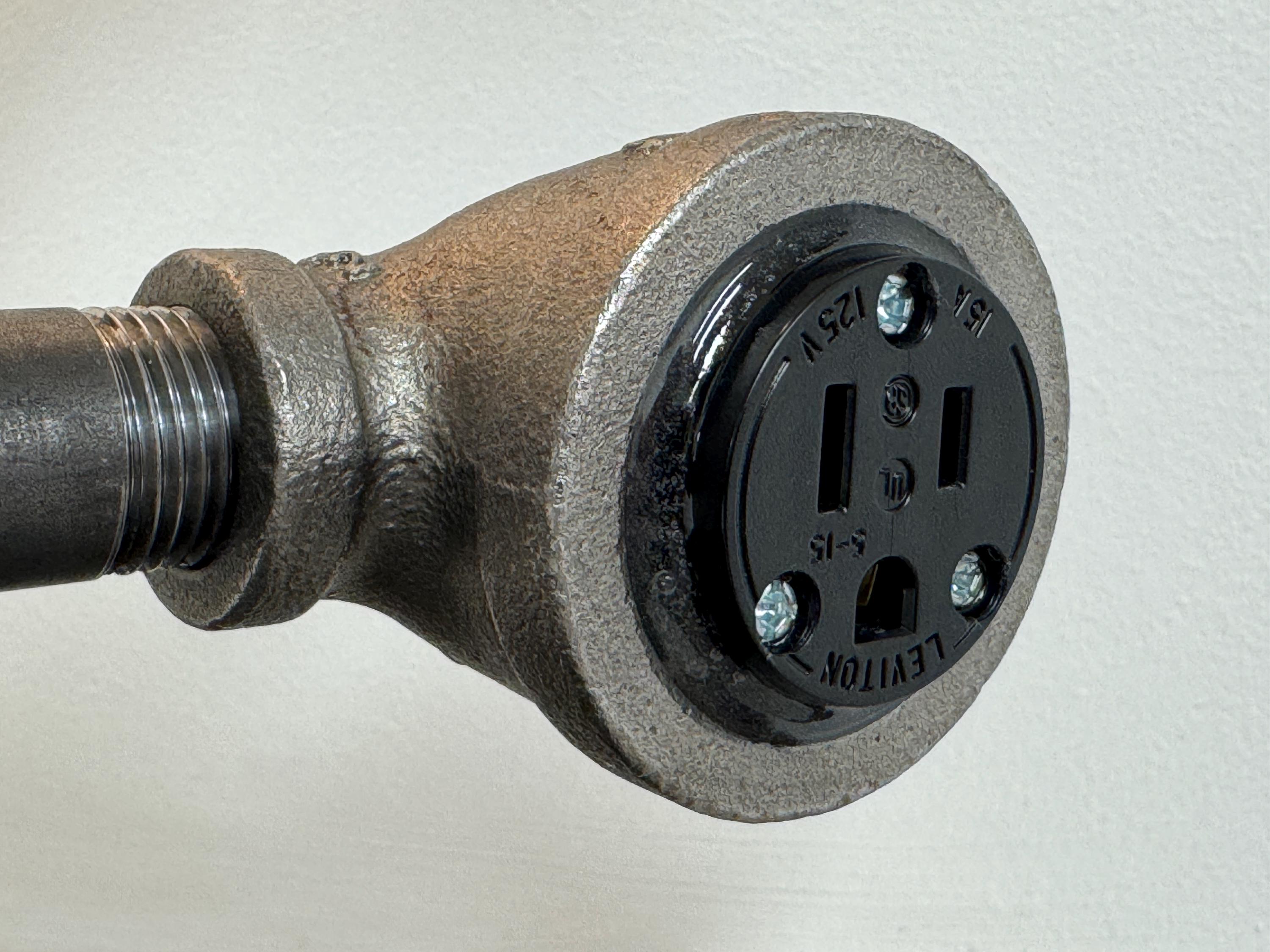 15A 125VAC Grounded Outlet Module for Steampunk Industrial Pipe Lamp 1/ ...