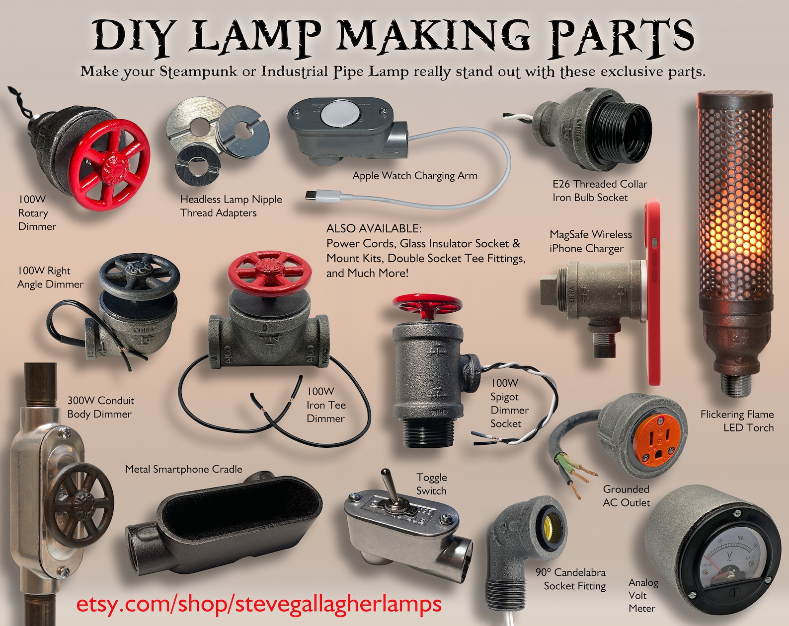 Flickering Flame LED Torch Light for Steampunk Industrial Pipe - Etsy