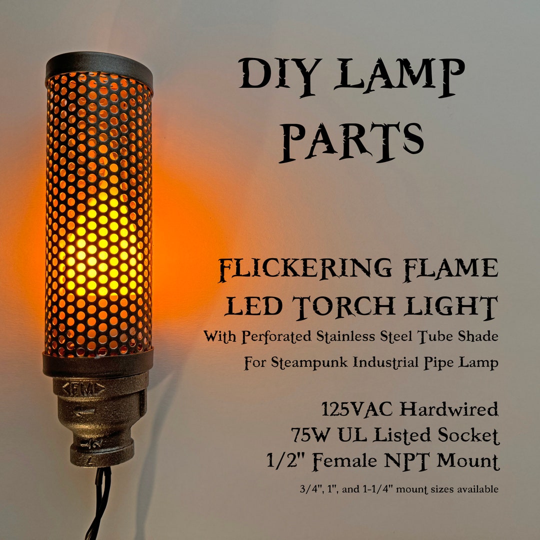 Flickering Flame LED Torch Light for Steampunk Industrial Pipe Lamp ...