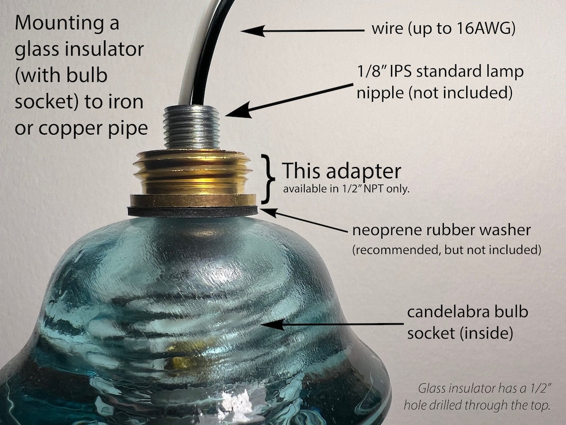 1/2 NPT X 1/8 IPS Lamp Nipple Adapter Heavy Duty - Etsy