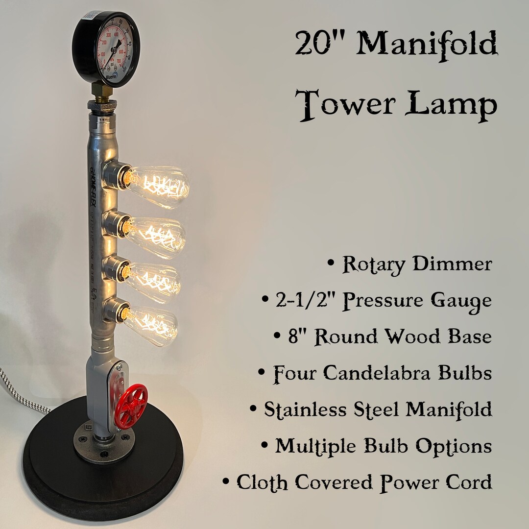 20 Stainless Steel Manifold Tower Lamp Steampunk Industrial Theme With ...