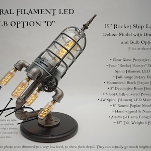 15" Rocket Ship Spaceship Steampunk Industrial Pipe Desk Lamp With 4 ...