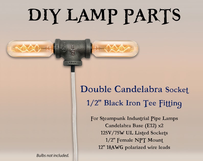 Black Malleable Iron Double Candelabra E12 Socket 1/2 - Etsy