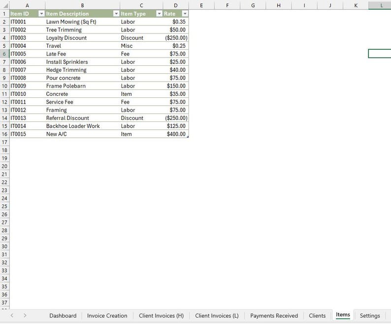 Automated Excel Invoice Tracker - Etsy