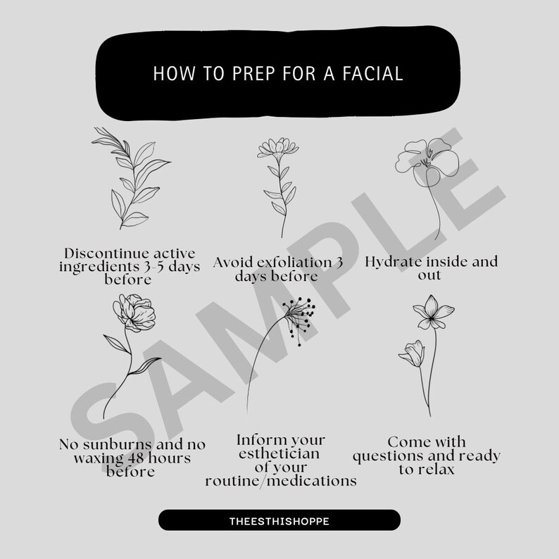 Facial Prep and Aftercare Instructions | Esthetician Client Sheets ...