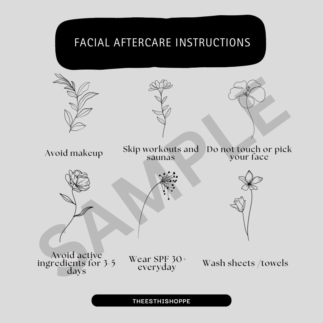 Facial Prep and Aftercare Instructions | Esthetician Client Sheets ...