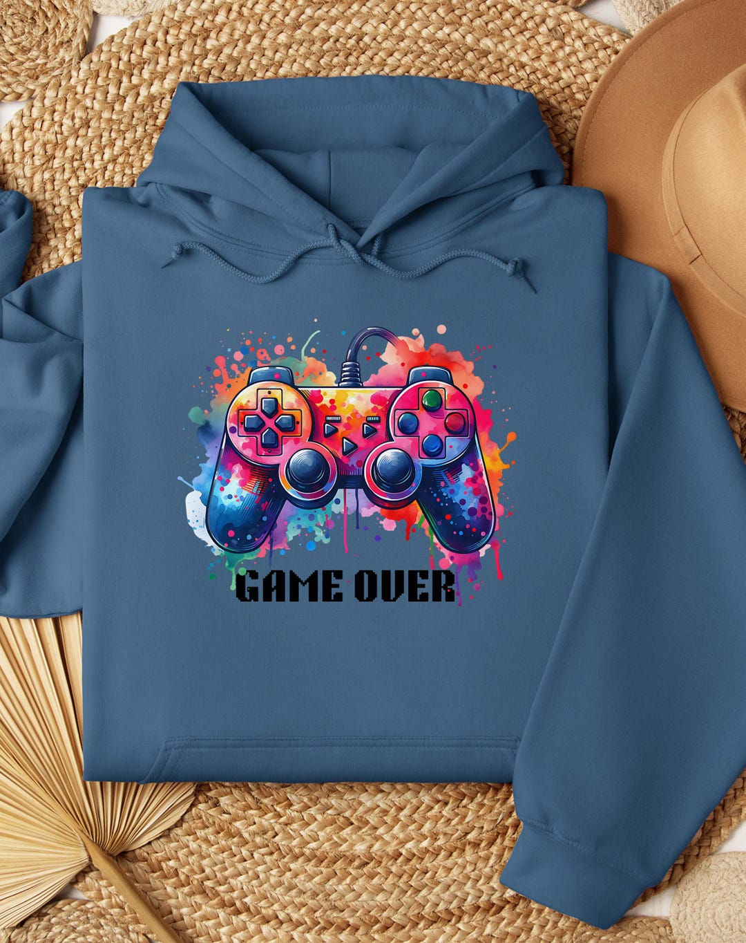 Colorful Game Over Hoodie, Gamer Sweatshirt, Unisex Hooded Sweatshirt ...