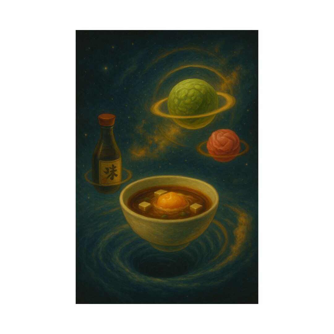 Vertical Poster, Japanese Food and Condiments in Space Painting ...