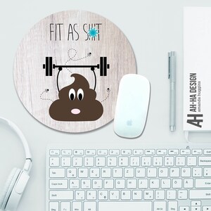 Fit as Shit Funny Fitness Round Mousepad | Illustrated Gym and ...