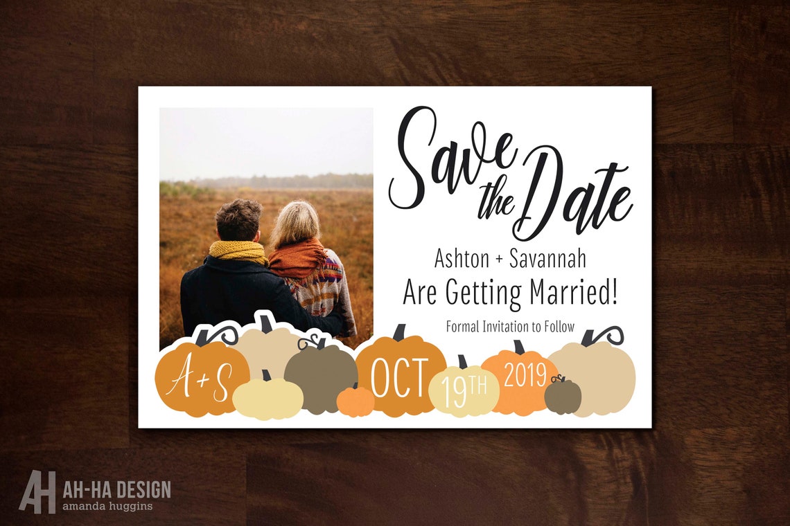 Fall Pumpkin Save the Date Printable Invitation Autumn - Etsy