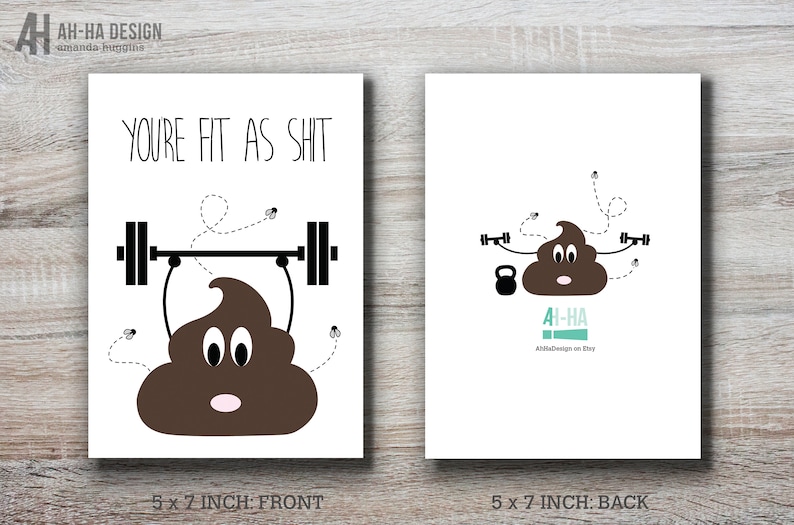 Gym Themed Funny Fitness Greeting Cards Set of 4 - Etsy