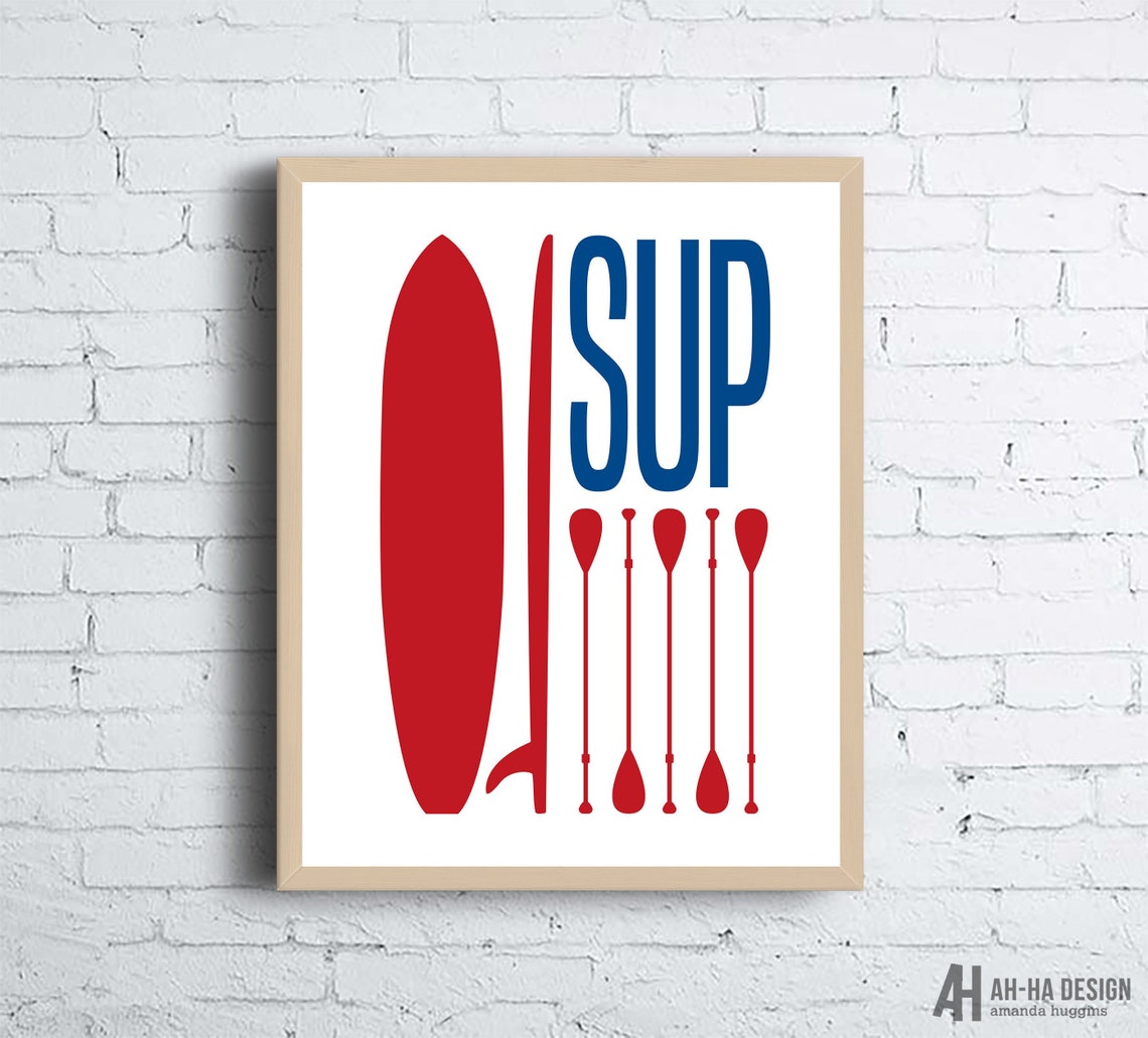 SUP Stand-up Paddle Board American Flag Printable Wall Art - Etsy
