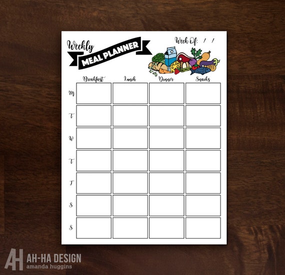 Planificador De Menú Semanal Imprimible Planner Imantado Menu Semanal