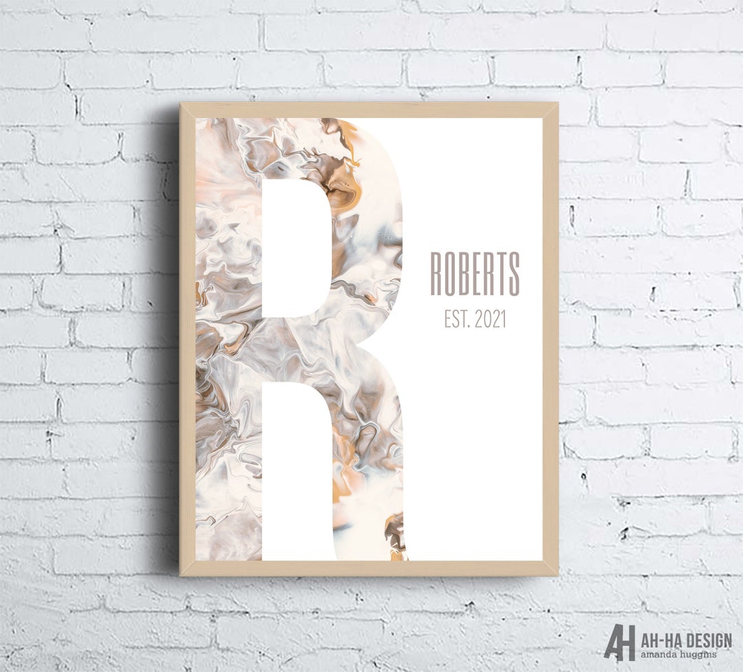 Modern Last Name Monogram Wall Art Printable - Etsy